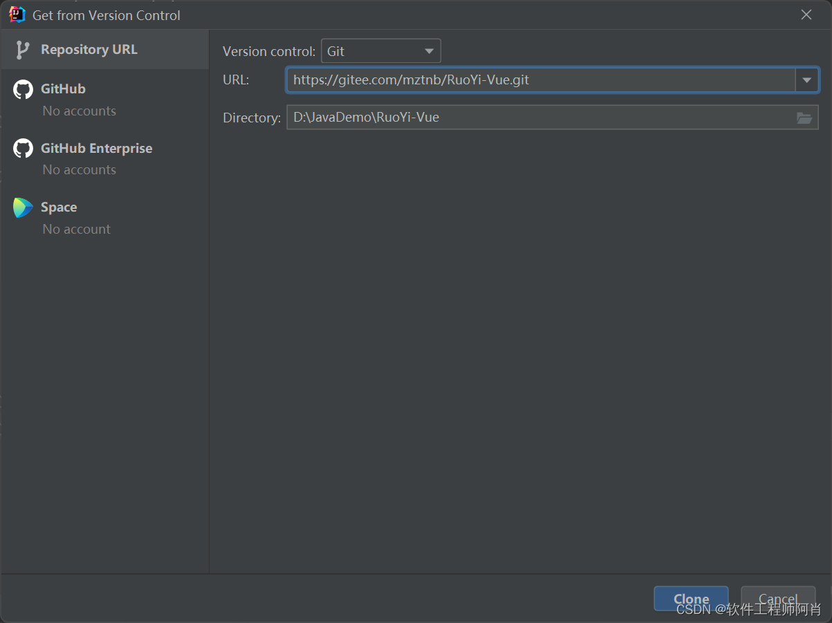 git的使用 ：在gitee把ruoyi-vue放到自己的仓库_如何把若依克隆到自己gitee仓库里-CSDN博客