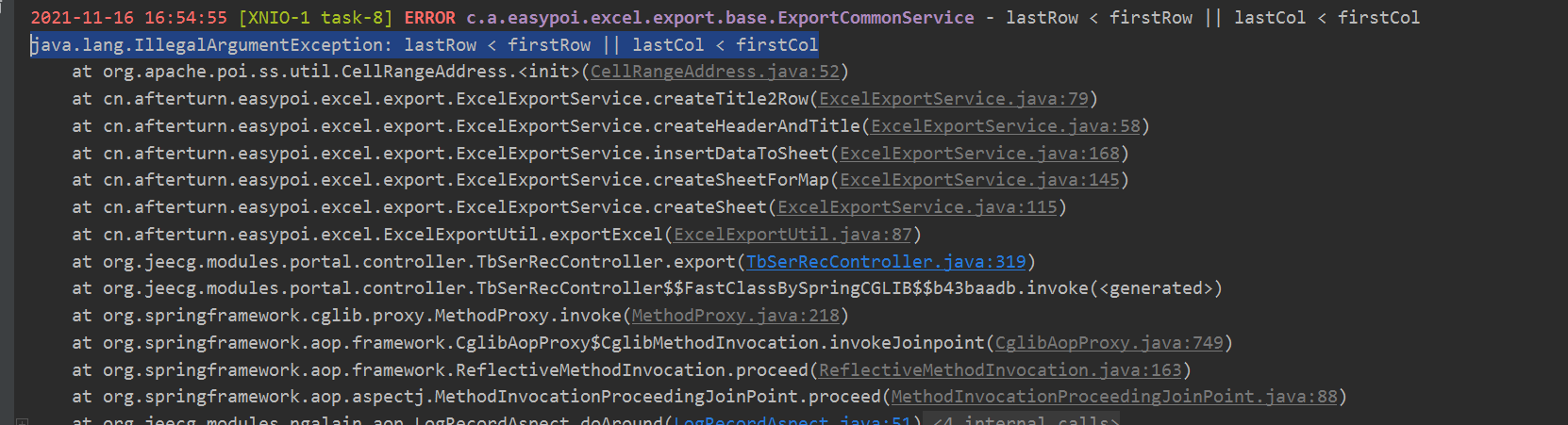已解决 easypoi导出遇到的一些bug_java.lang.nosuchmethoderror: org.apache.poi.ss.use-CSDN博客