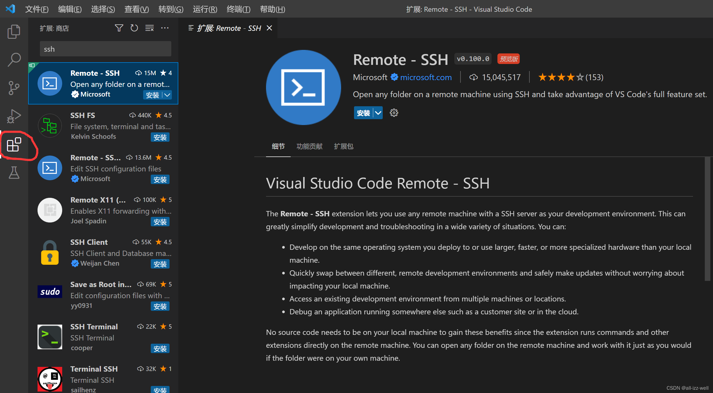 Visual Studio Code连接远程服务器连接ssh，并设置免密登录以及汉化_vs code ssh-CSDN博客