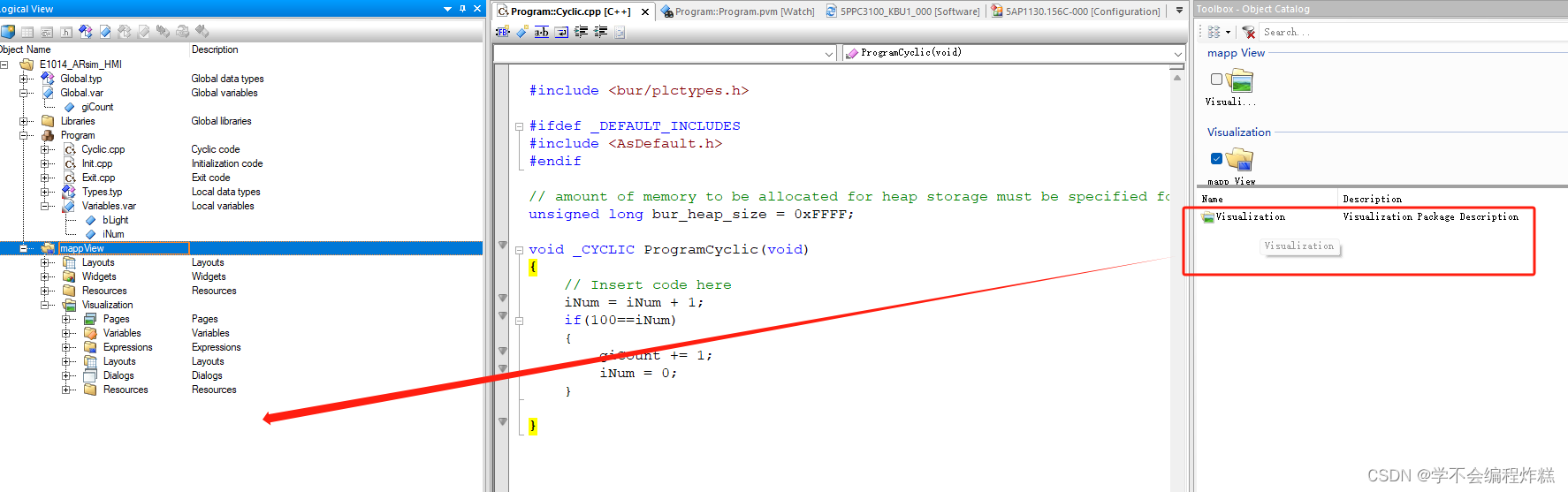 【贝加莱PLC基础教学】4.AutiomationStudio界面交互与仿真_贝加莱visual component vc4 和mapp view-CSDN博客