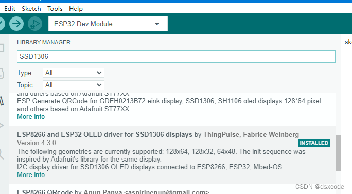 Esp32使用arduino环境驱动oledesp32 Oled Arduino Csdn博客 