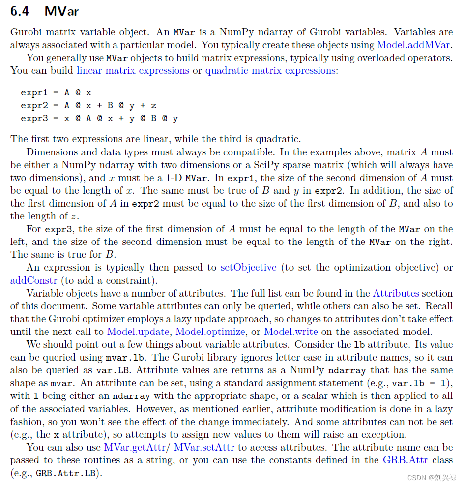 优化求解器 | Gurobi的MVar类：矩阵建模利器、求解对偶问题的备选方案 (附详细案例+代码)_gurobi怎么求对偶问题-CSDN博客