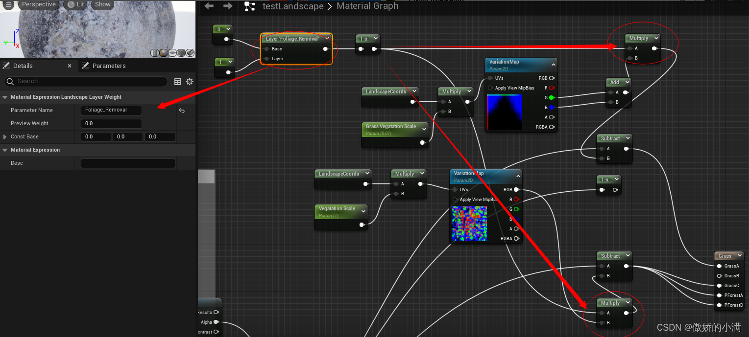 Unreal地形 根据斜率分配地形材质，以及利用材质Grass Output 节点， 以及Foliage 系统添加植被，以及Procedural Foliage Spawn_ue5 grass ...