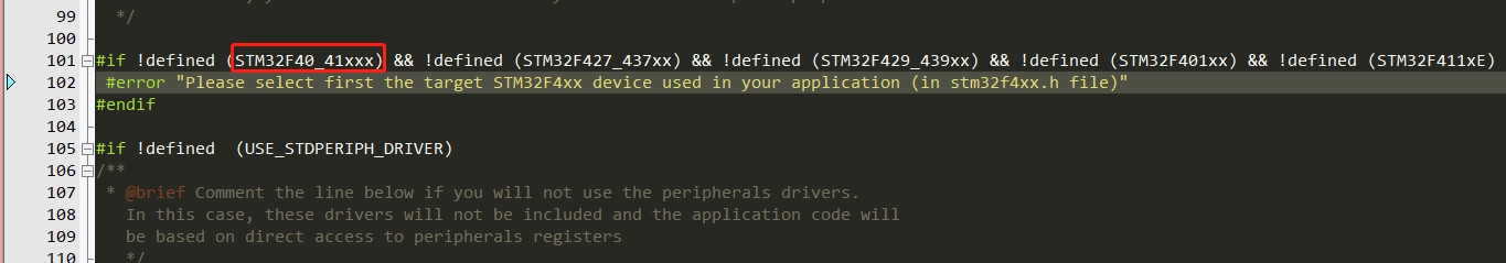 Keil5（MDK5）报错：#error “Please select first the target STM32F4xx device used in your application ...