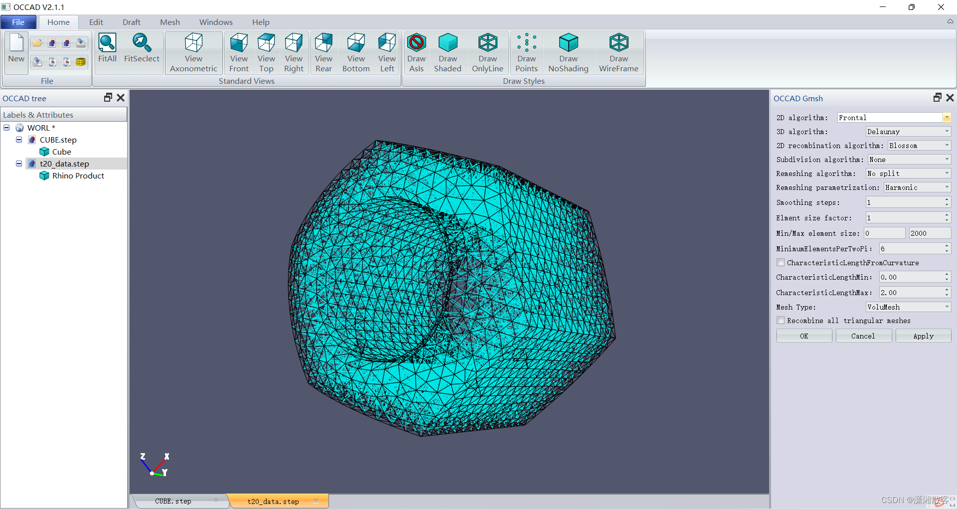初探基于OSG+OCC的CAD之GMSH体网格划分与显示_gmsh网格划分使用手册-CSDN博客