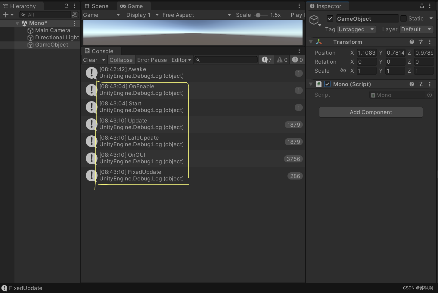 Unity的GameObject生命周期_unity游戏生命周期-CSDN博客