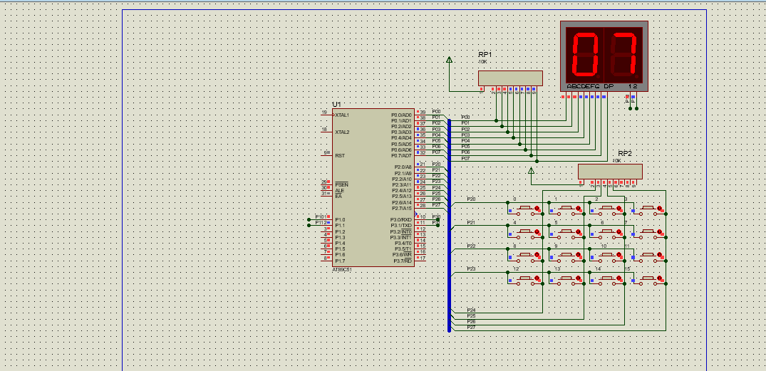 单片机AT89C51矩阵按键识别proteus和keil_at89c51单片机矩阵式按键程序-CSDN博客