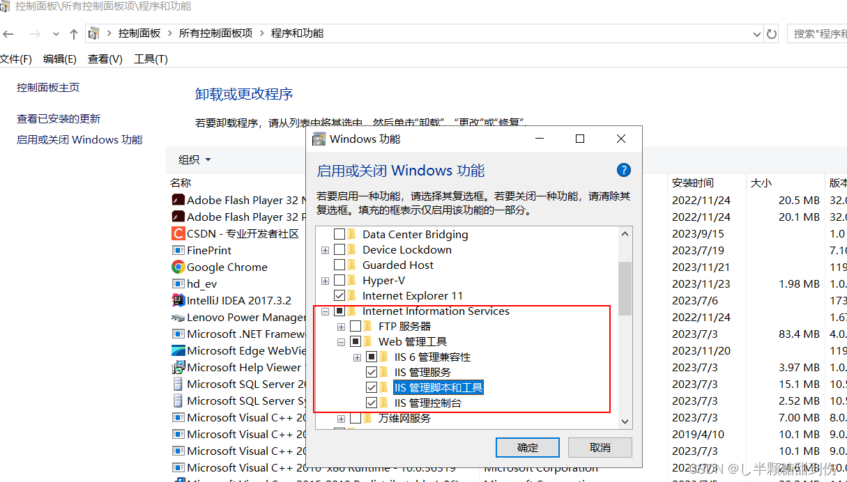 windows10系统开启iis功能-CSDN博客