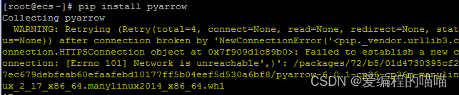 WARNING:Retrying Failed to establish a new connection: [Errno 101] Network is unreachable‘,)解决方案 ...