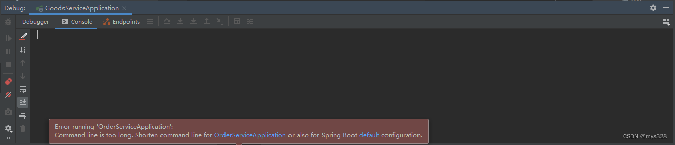 Error running ‘ServiceApplication‘: Command line is too long.Shorten command line for OrderServ ...