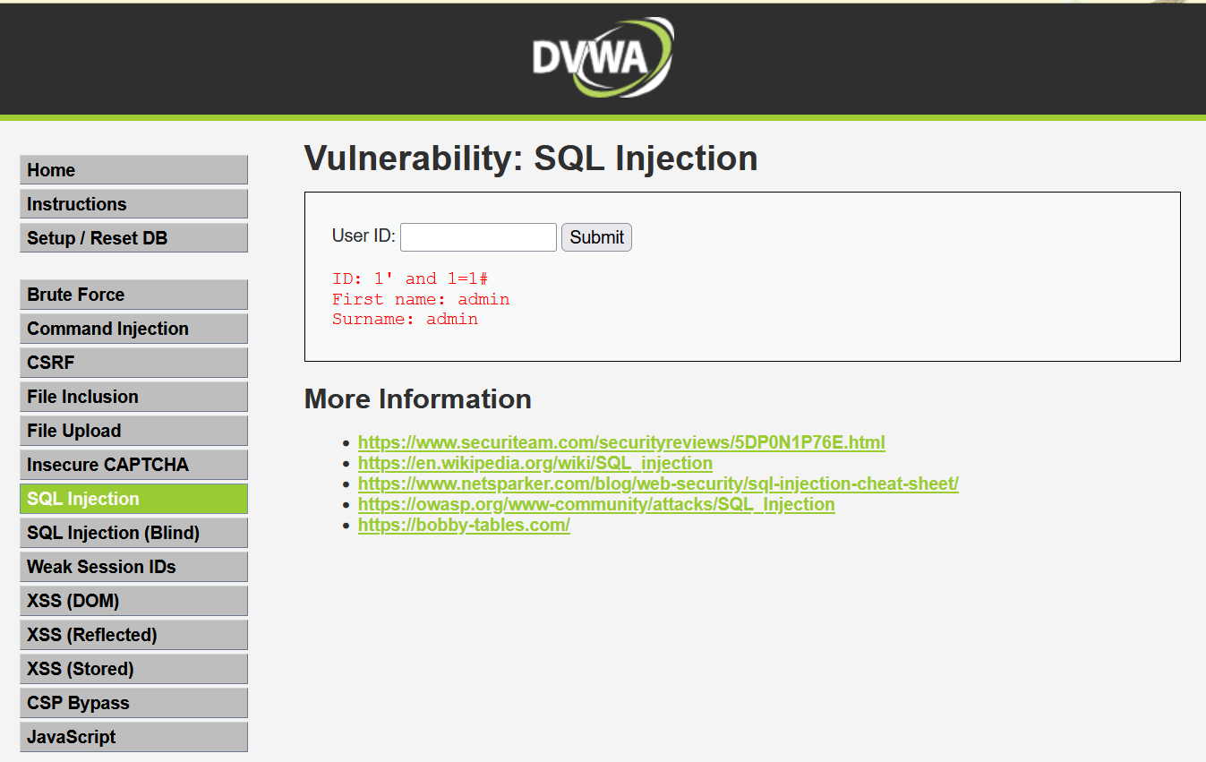 Nota DVWA (1) inyección SQL (inyección SQL) - programador clic