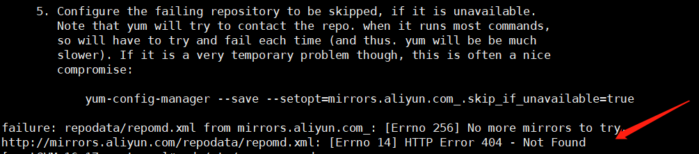错误：failure: repodata/repomd.xml from mirrors.aliyun.com_: [Errno 256] No more mirrors to try.解决 ...