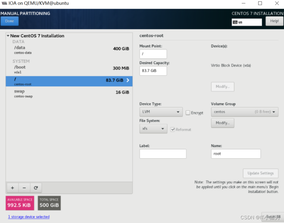 KVM平台安装CentOS-7-x86_64-Minimal-1810操作系统_centos 1810-CSDN博客