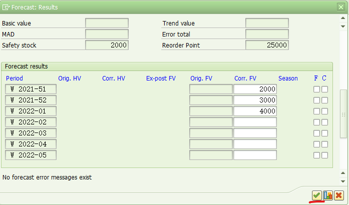 SAP RETAIL MP30为物料Execute Forecast，报错- Status Forecast not defined ...