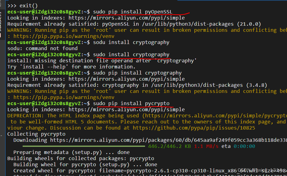 ubuntu安装scrapy后shell报错ModuleNotFoundError: No module named ‘OpenSSL‘_ubuntu安装scapy失败-CSDN博客
