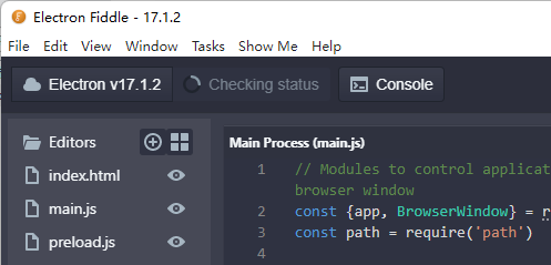 解决Electron Fiddle无法下载安装electron不同版本支持的问题 - Fiddle一直都是checking status_electron fiddle checking ...