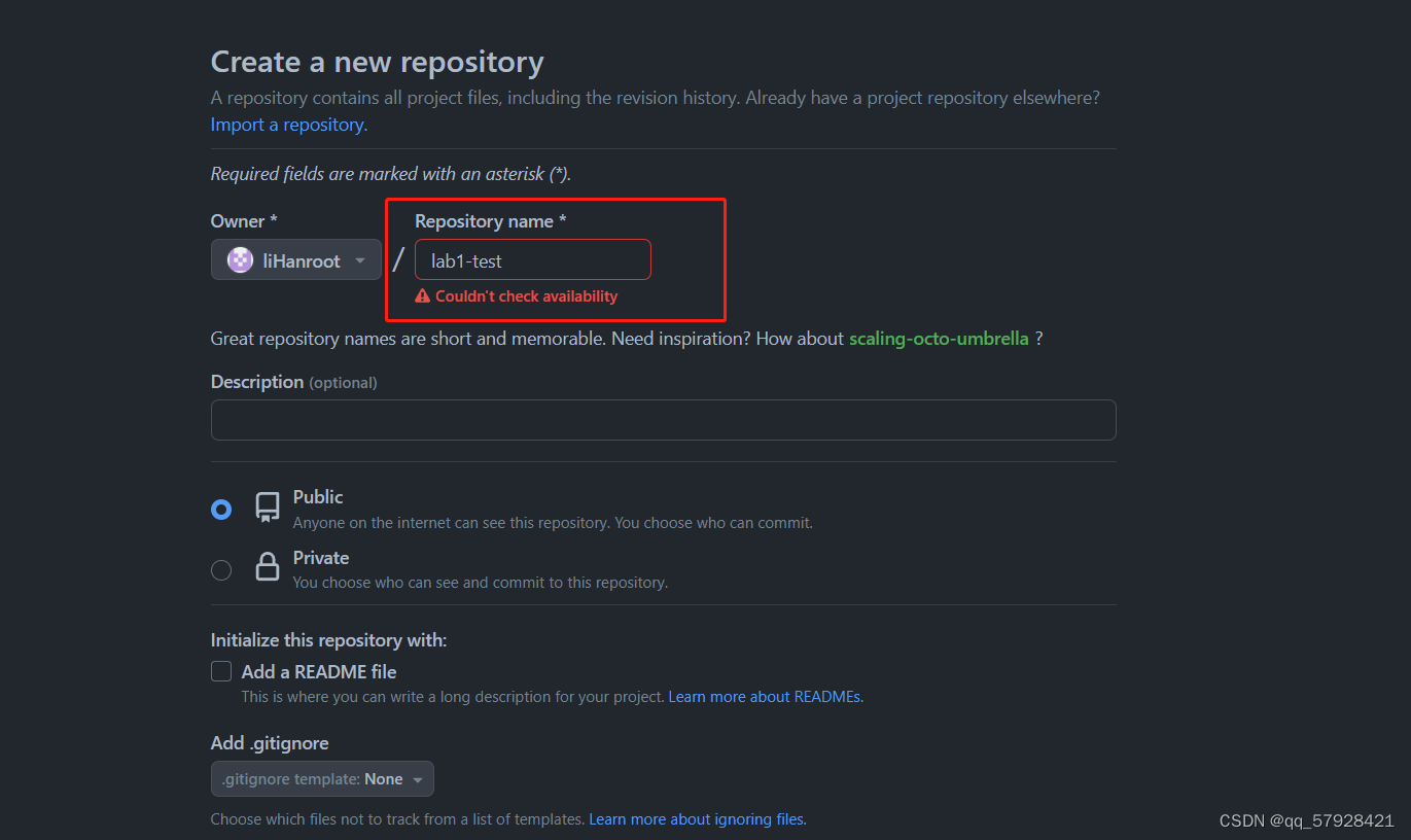 Github无法创建仓库，Repository name 报错 Couldn‘t check availability_couldn't ...