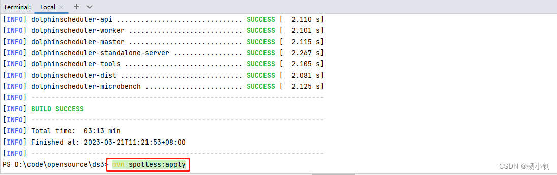 dolphinscheduler 3.1.4 代码编译问题记录:spotless-maven-plugin:2.23.0_failed to execute goal com.diffplug ...