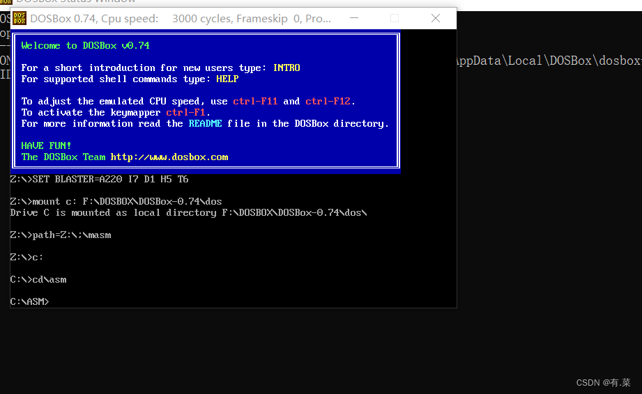 Dosboxmasm汇编环境的的安装与使用dosbox的masm文件 Csdn博客 