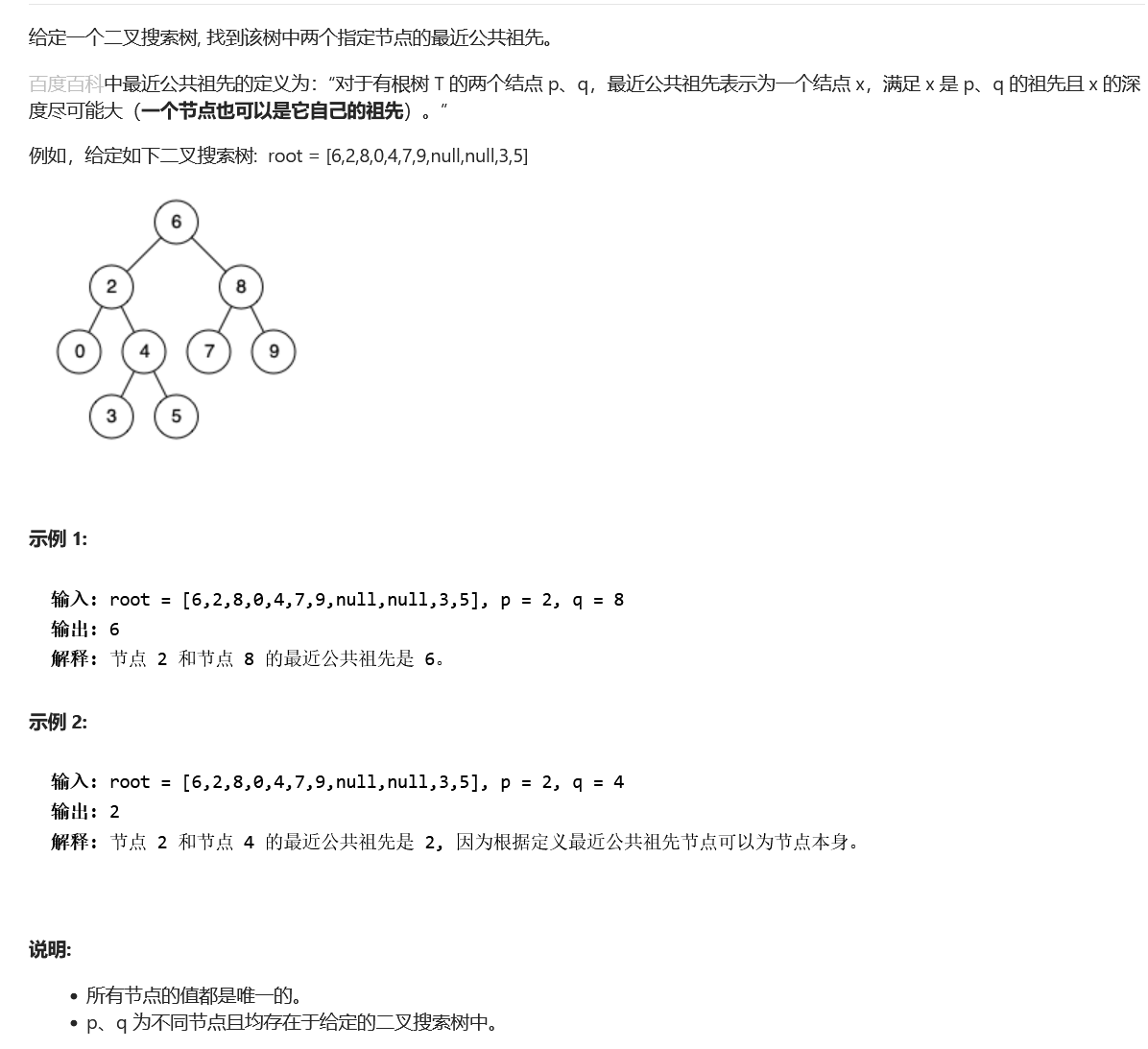 Leecode 235 二叉搜索树的最近公共祖先 Csdn博客 