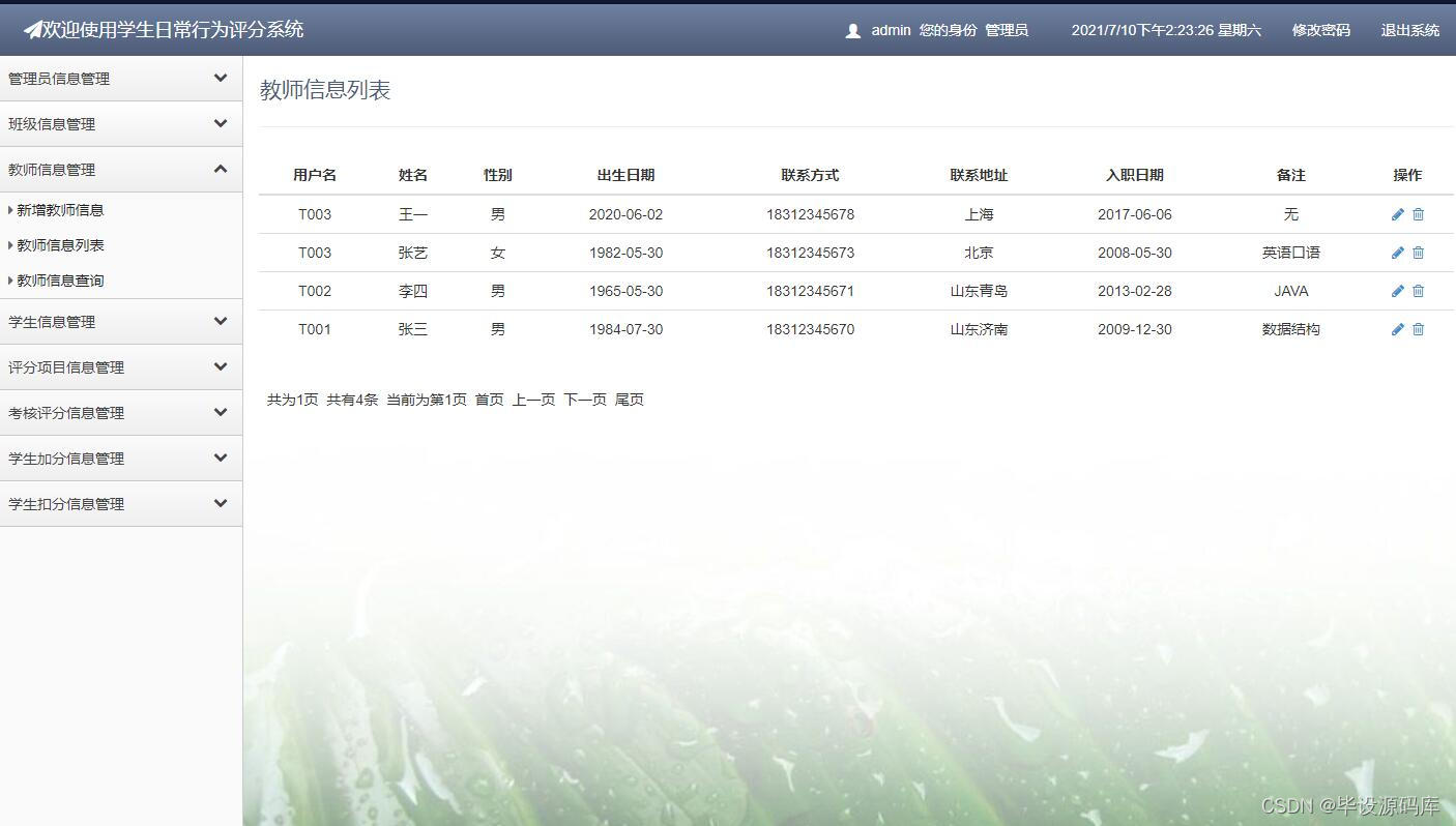Java毕业设计源码基于java学生日常行为评分管理系统源码java打分系统代码 Csdn博客