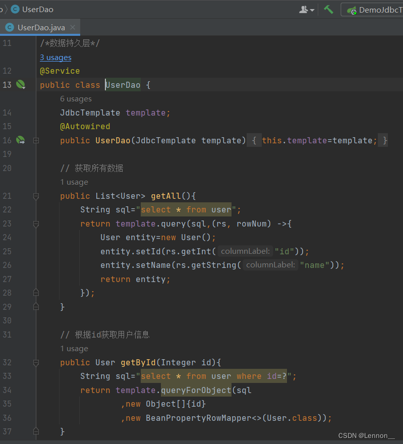 JdbcTemplate、mybatis、mybatis-plus的依赖注入及原理和应用实现_jdbc依赖-CSDN博客