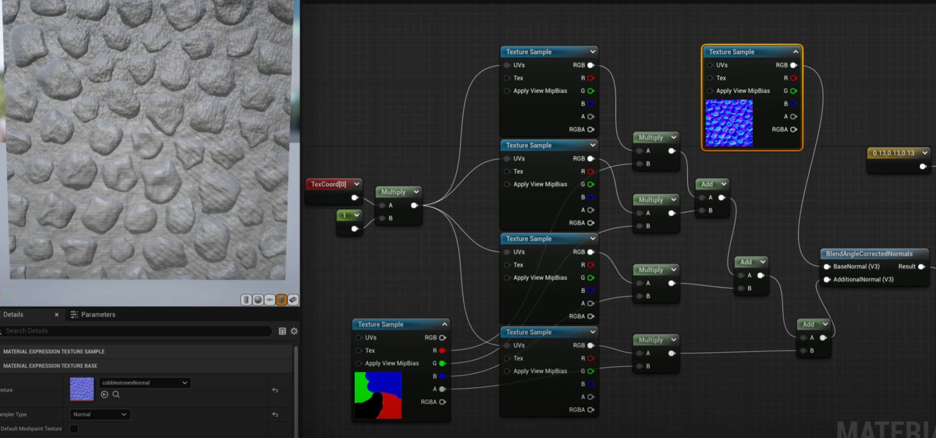 UE5 Shader基础学习笔记——13-20 DetailNormal/Smoothstep/Length/CeilFloorRound/DDXDDY/SinCos/Power_ue ...