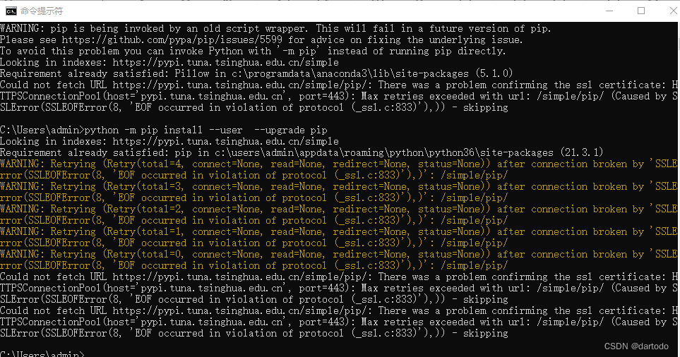 安装python库报错:consider Using The ` User` Option Or Check The Permissions To Avoid This Problem