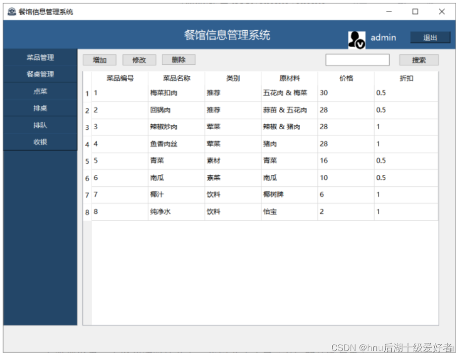 【数据库设计大作业】使用qt开发的餐馆信息管理系统qt点餐系统制作代码 Csdn博客