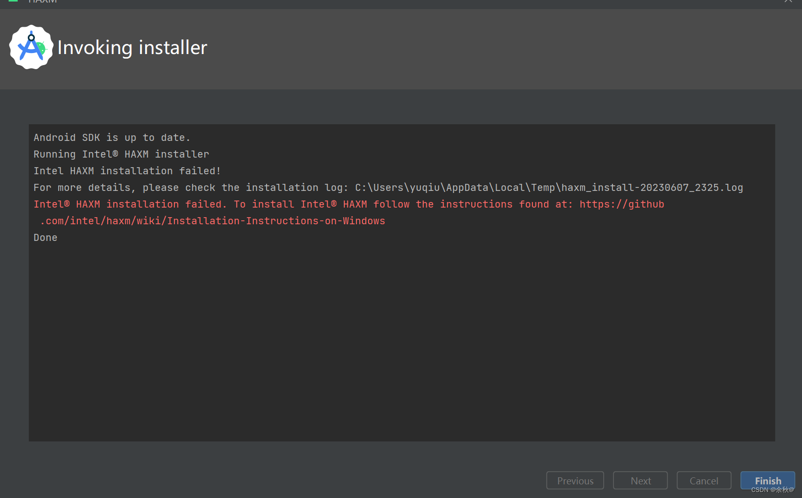 andriod studio 中Intel® HAXM installation failed问题应该怎么解决_intel庐 haxm ...