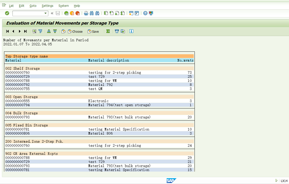 SAP WM中阶之事务代码LX14 - Material Movement Frequency_sap material movement ...