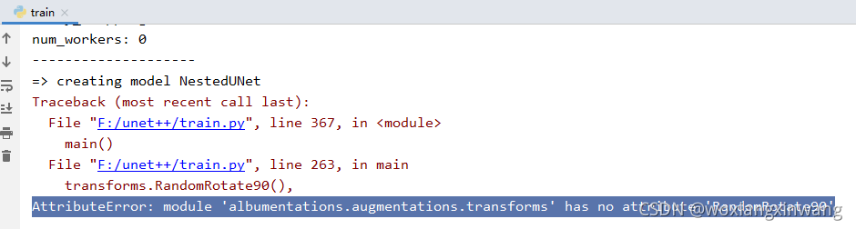 Unet 的程序中出现attributeerror Module ‘albumentations Augmentations Transforms Has No Attribute