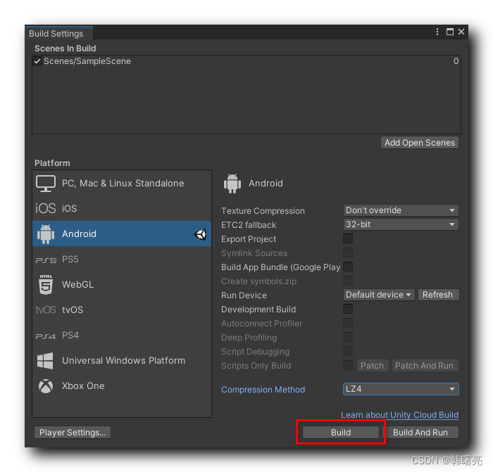 【Unity3D】Android 打包 ③ ( Android 工程设置 | 打包 Apk 安装文件 | 配置项细节 | 运行效果 )_unity打包apk-CSDN博客