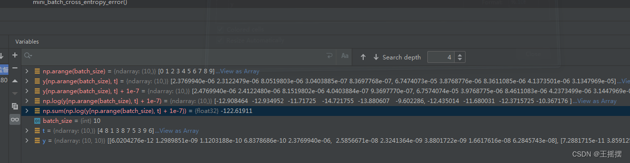 molecule = np.sum(np.log(y[np.arange(batch_size), t]+1e-7 ))的思考-CSDN博客