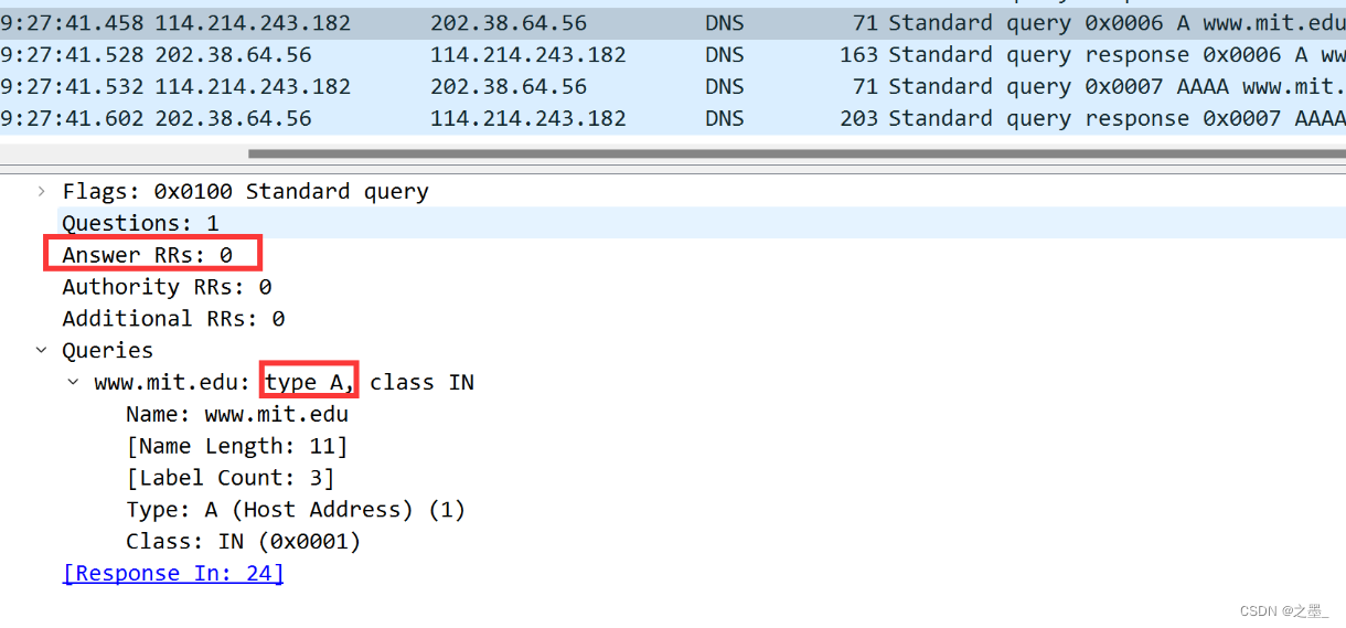Wireshark DNS实验—Wireshark Lab: DNS v7.0(计算机网络自顶向下第七版)_run nslookup to ...