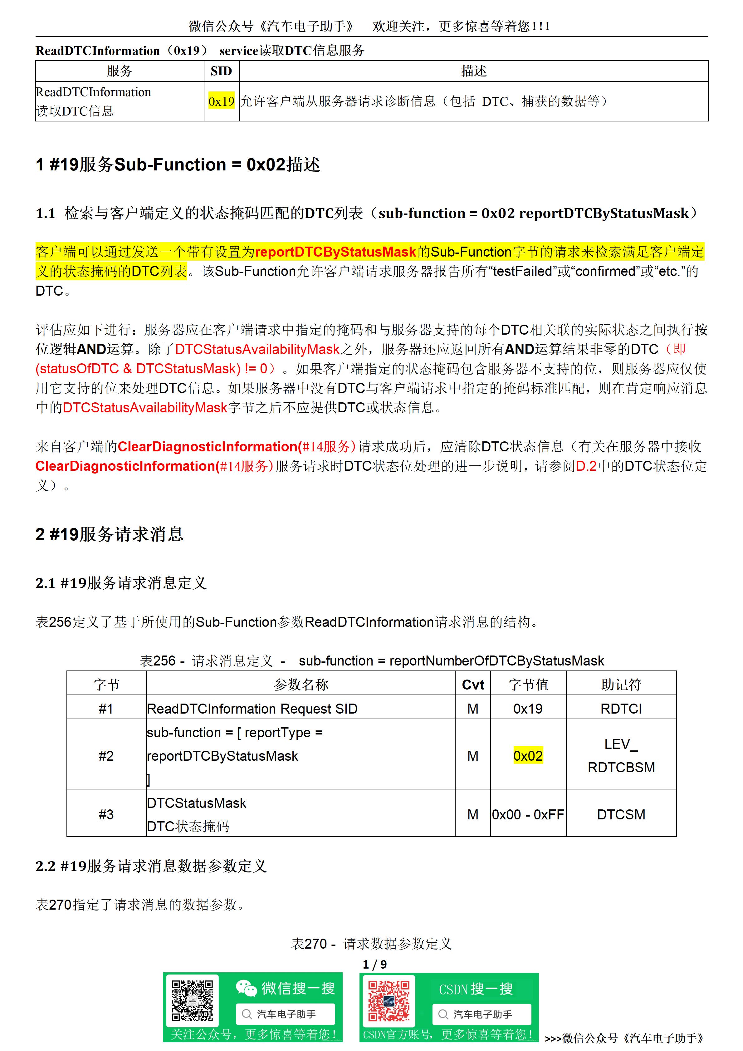 【ISO14229_UDS诊断】-11.3-$19服务sub-function = 0x02 reportDTCByStatusMask ...