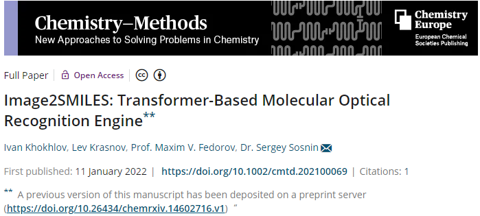 Chemistry Methods | Image2SMILES+: Transformer-Based Molecular Optical Recognition Engine_smiles ...