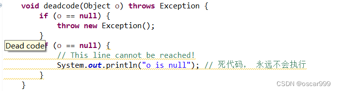 Java代码弱点与修复之——logically Dead Code 逻辑死代码 Csdn博客