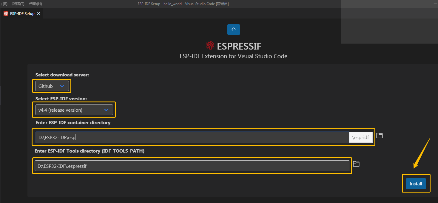 图文手把手教程（史上最强）：windows下ESP32集成开发环境搭建和HelloWorld显示(乐鑫官方推荐方法-使用VSCode安装ESP-IDF插件)_esp32 ctrl+-CSDN博客
