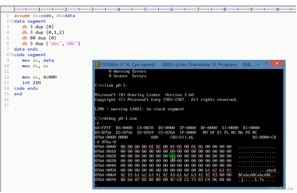 【8086汇编】使用dup指令设置内存空间_创建内存空间的汇编代码-CSDN博客