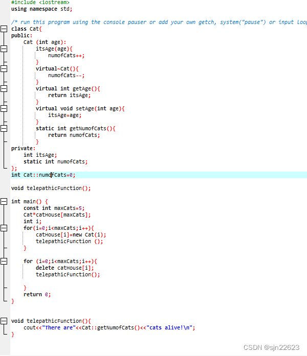 定义一个cat类,拥有静态数据成员numofcats,记录cat的个体数目;静态数据成员函数getnumofcats(),存取numofcats。sjcat Csdn博客