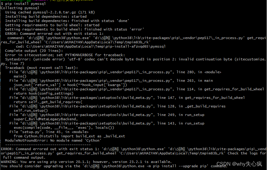 利用国内镜像拉取：下载pandas、pymssqlpandas库下载地址 Csdn博客