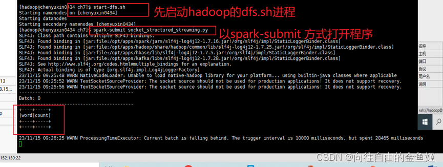 Spark Streaming编程实现流的词频操作a使用套接字流作为数据源编写程序实现spark Streaming进行词频统计。 注意netc Csdn博客