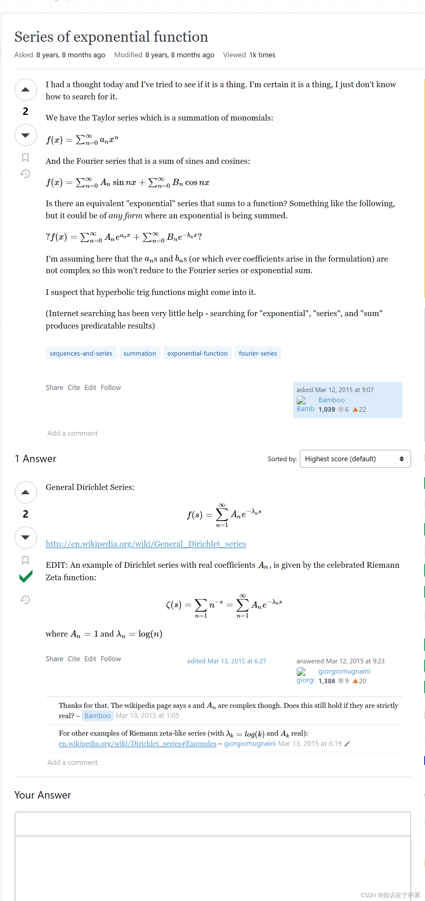 Infinite summation of exponential functions-狄利克雷级数-CSDN博客