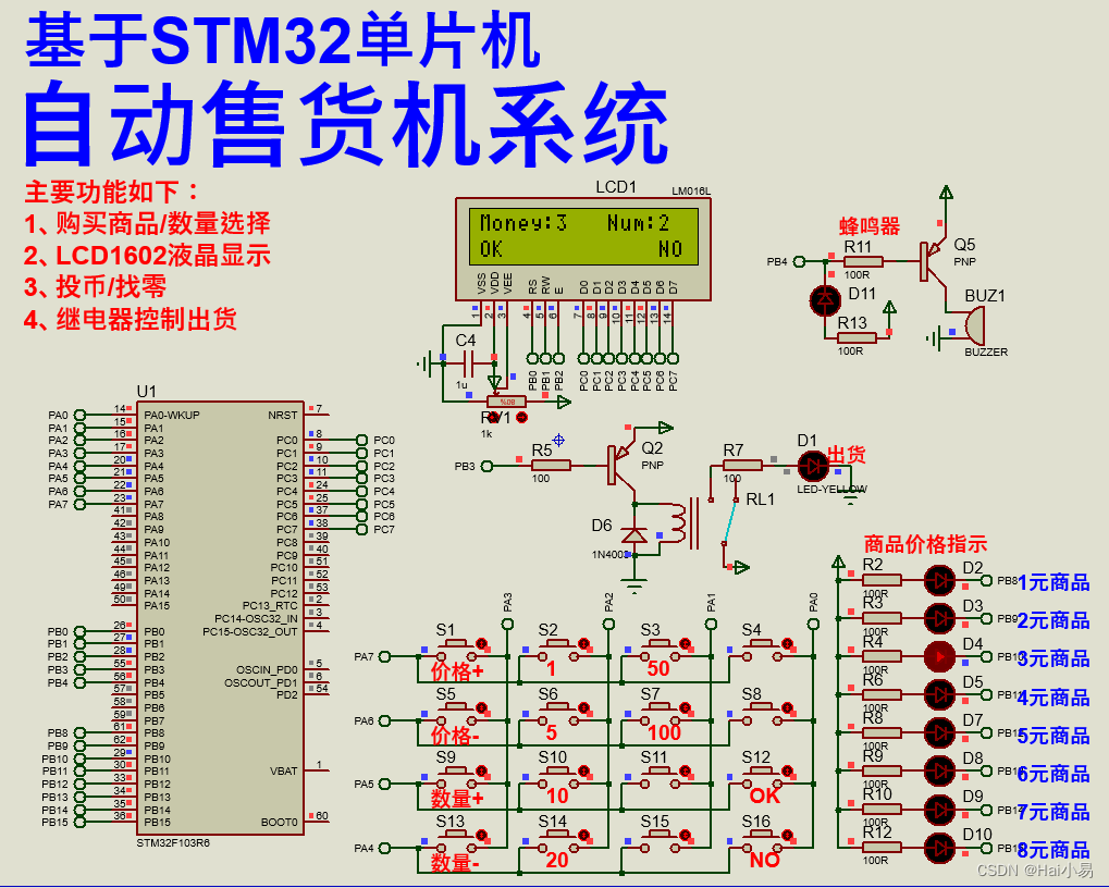 【Proteus仿真】【STM32单片机】自动售货机系统设计_基于stm32的自动售货机-CSDN博客