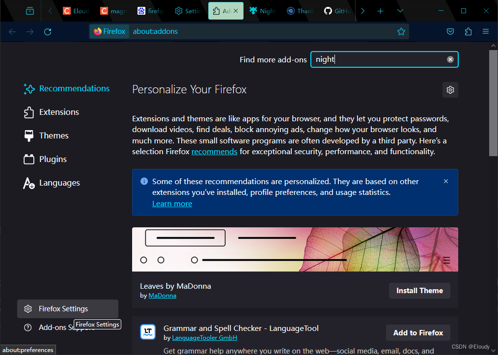firefox 护眼模式 插件 Night Eye - Dark mode_护眼插件-CSDN博客