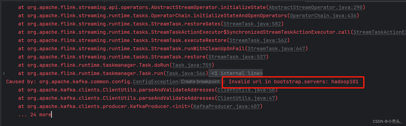 Flink消费/写入Kafka 报Invalid url in bootstrap.servers: hadoop101错误解决-CSDN博客