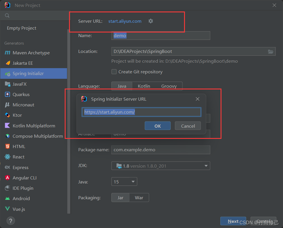 新建spring boot文件时出现：Initialization failed for ‘https://start.spring.io/‘_使用aliyun镜像创建初始化创建 ...