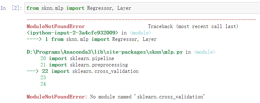 已解决-ModuleNotFoundError: No module named ‘sklearn.cross_validation‘_from mlp import regreassor ...