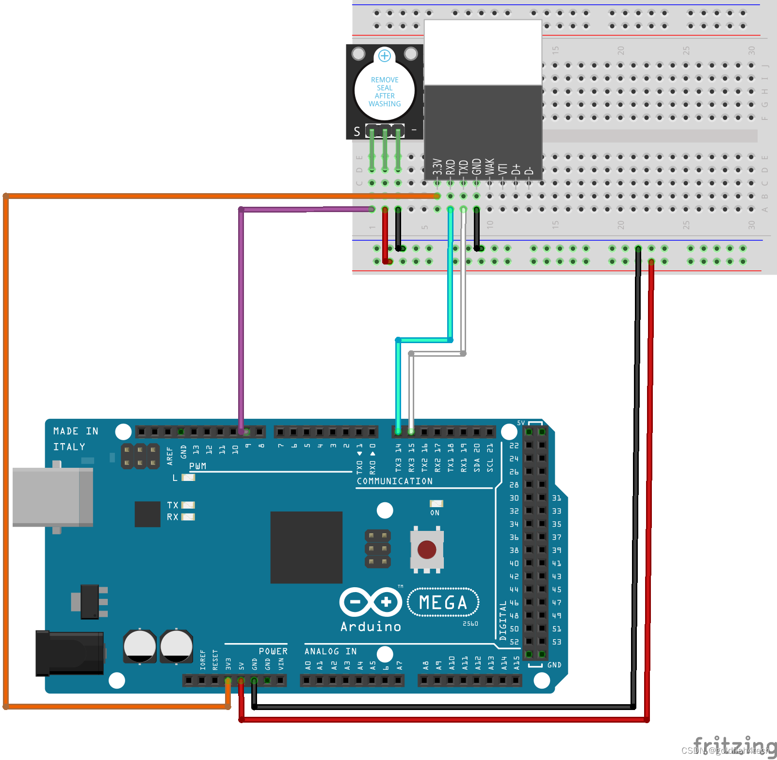 Fritzing软件绘制Arduino面包板接线图传感器模块库文件259_as608指纹模块怎么连接到面包板-CSDN博客